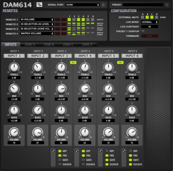 Mezclador digital de audio Ecler DAM614 para aplicaciones profesionales
